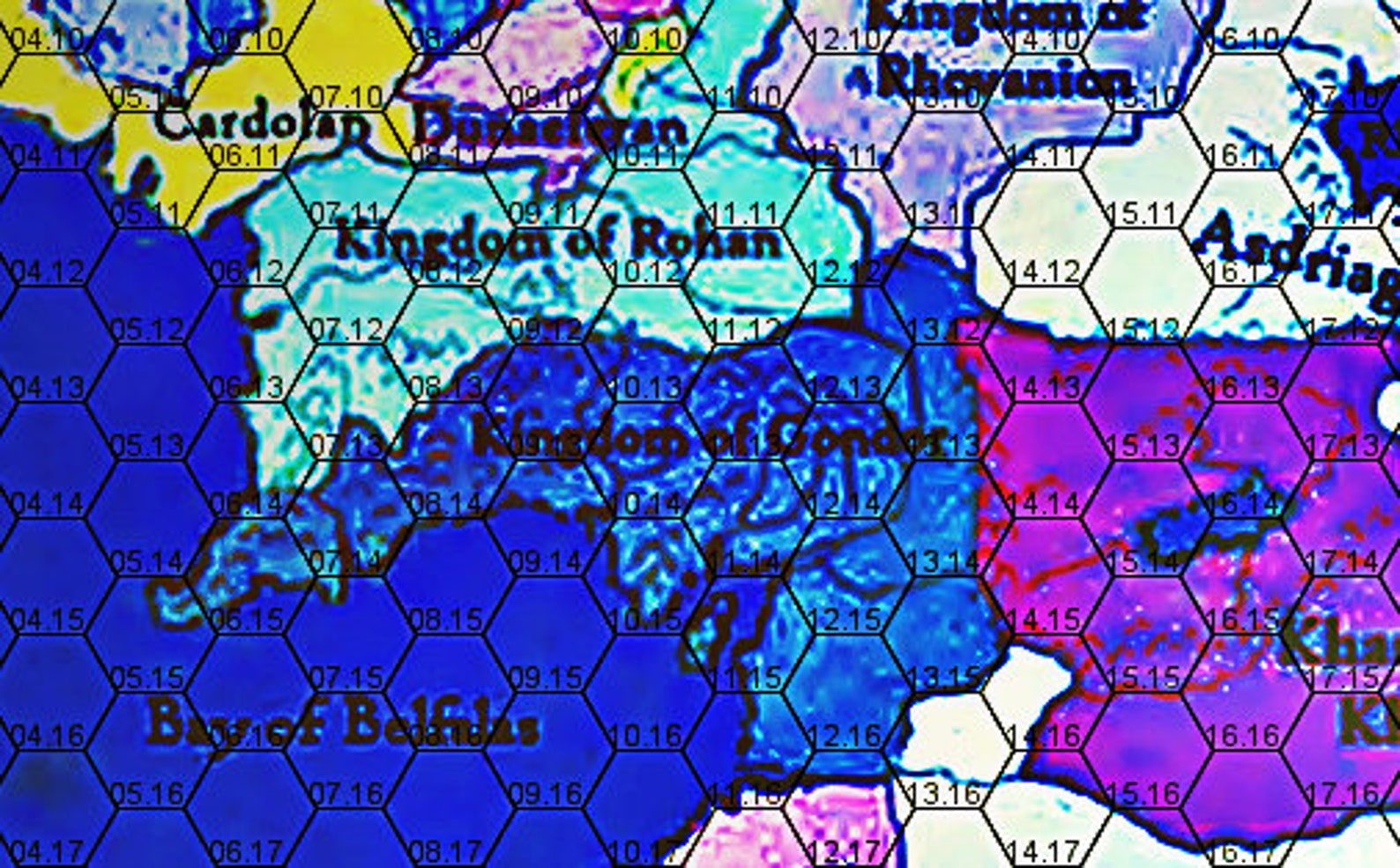 Arda and Middle Earth Map in PNG Format W/ Numbered Hexes - Use It for ...