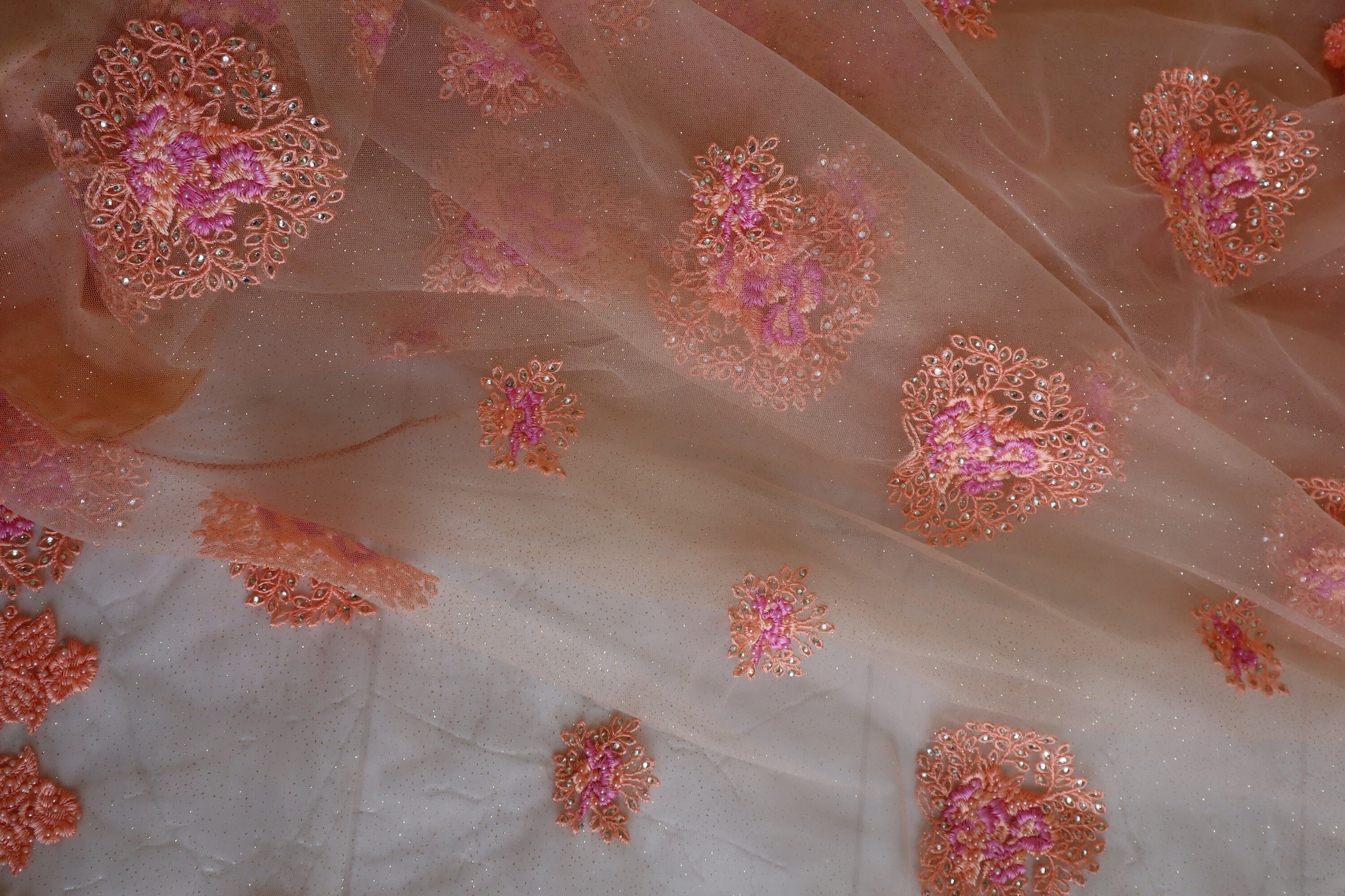 Butterfly Net Saree With Embroidery, Stone and Pearl Work, Cut Work ...