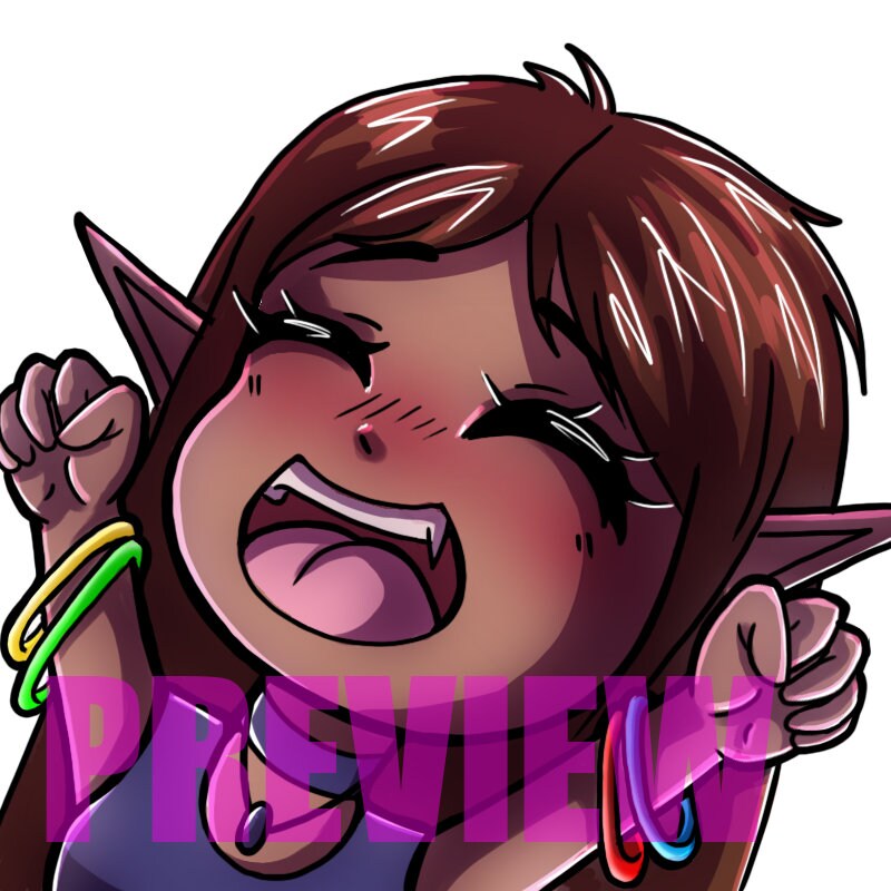 Elf Hype Emote Brown Hair V.2 TWITCH/DISCORD/YOUTUBE Ready! - Etsy