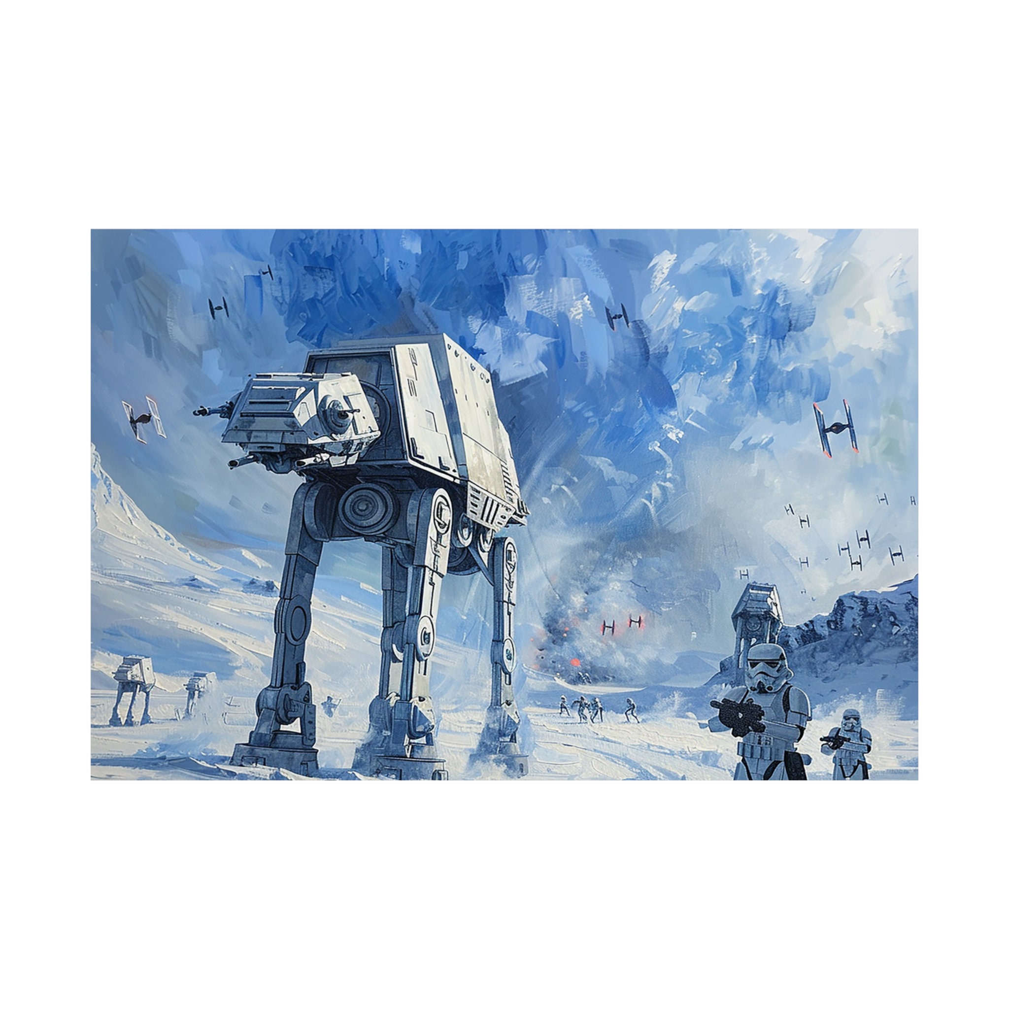 Star Wars Painting for Living Room, Battle of Hoth Painting, Star Wars ...