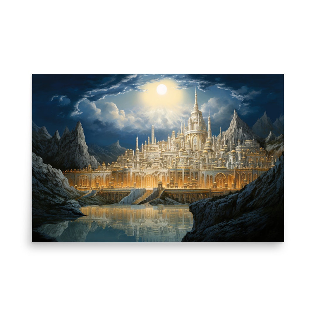 Tolkien Inspired Painting of Gondolin, LOTR Painting for Fantasy Wall ...