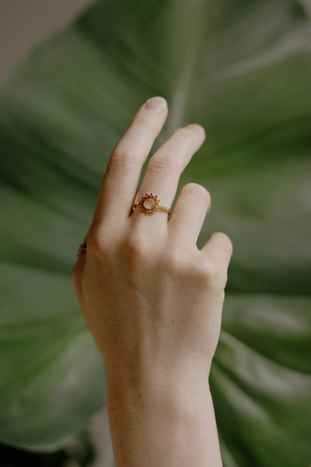 Boho Ring sūraja With Sun Symbol Made of Brass Adjustable Size Festival ...