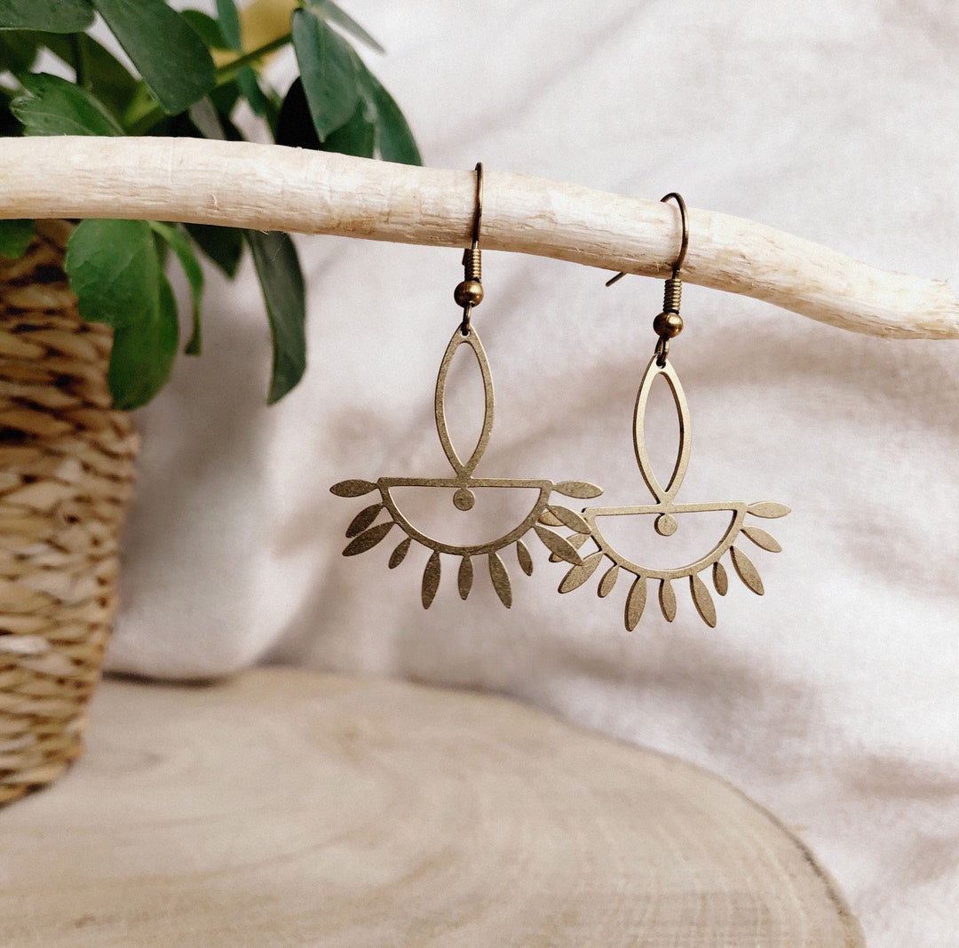 Simple Boho Earrings «ravi» Made of Brass • Sun • Special Jewelry ...
