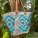 Straw Basket Bag Sequins Silver & Turquoise | Moroccan Basket Bag ...