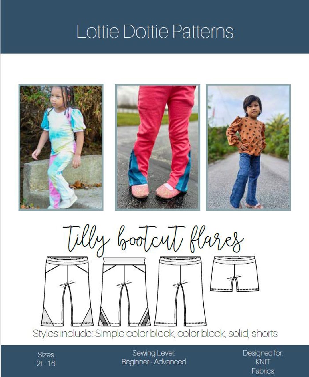 Tilly Color Block Flares Sewing Pattern for Kids Sizes 18month to 16 - Etsy