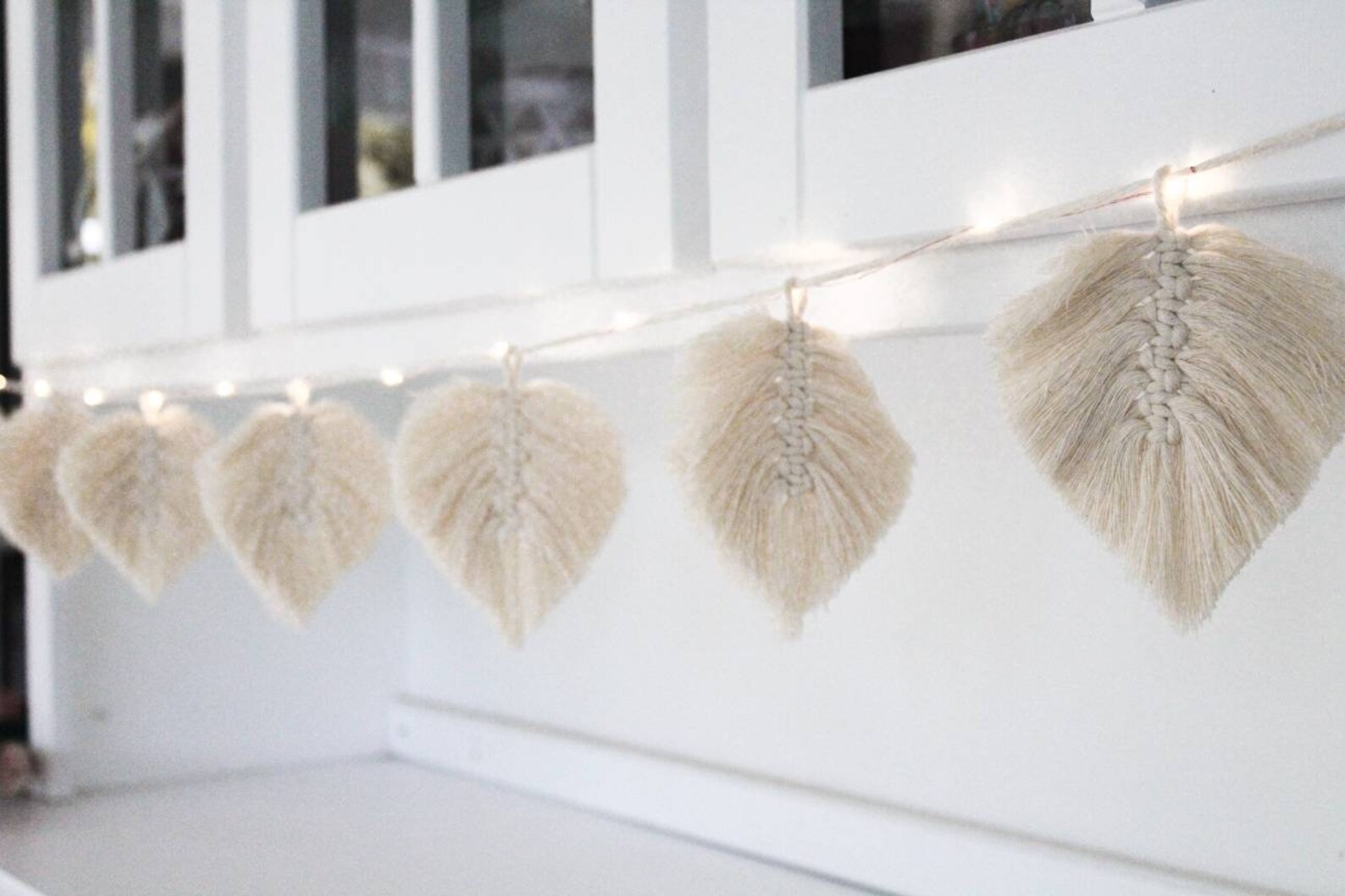 Makramee Lichterkette Feder, Boho, Macrame, fairylights - Etsy.de