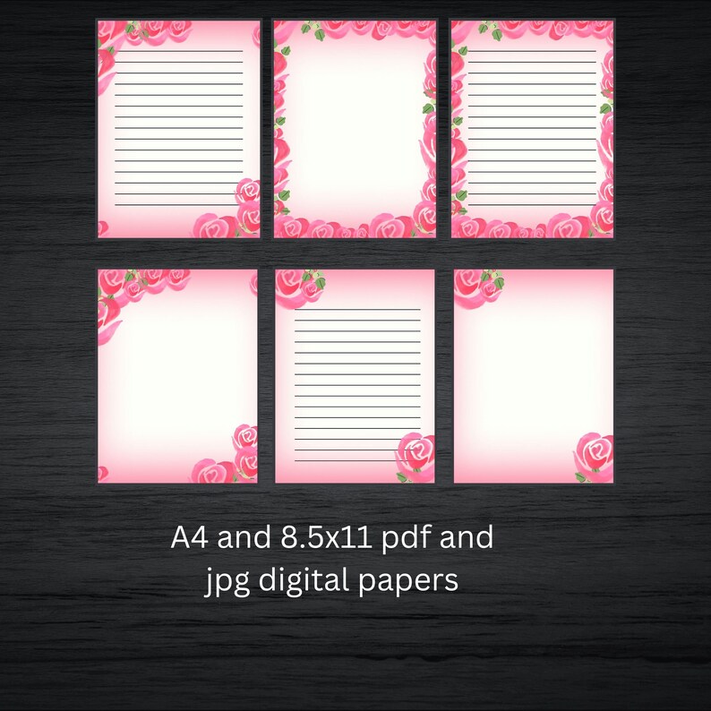Printable Rose Flower Stationery Printable Writing Paper - Etsy