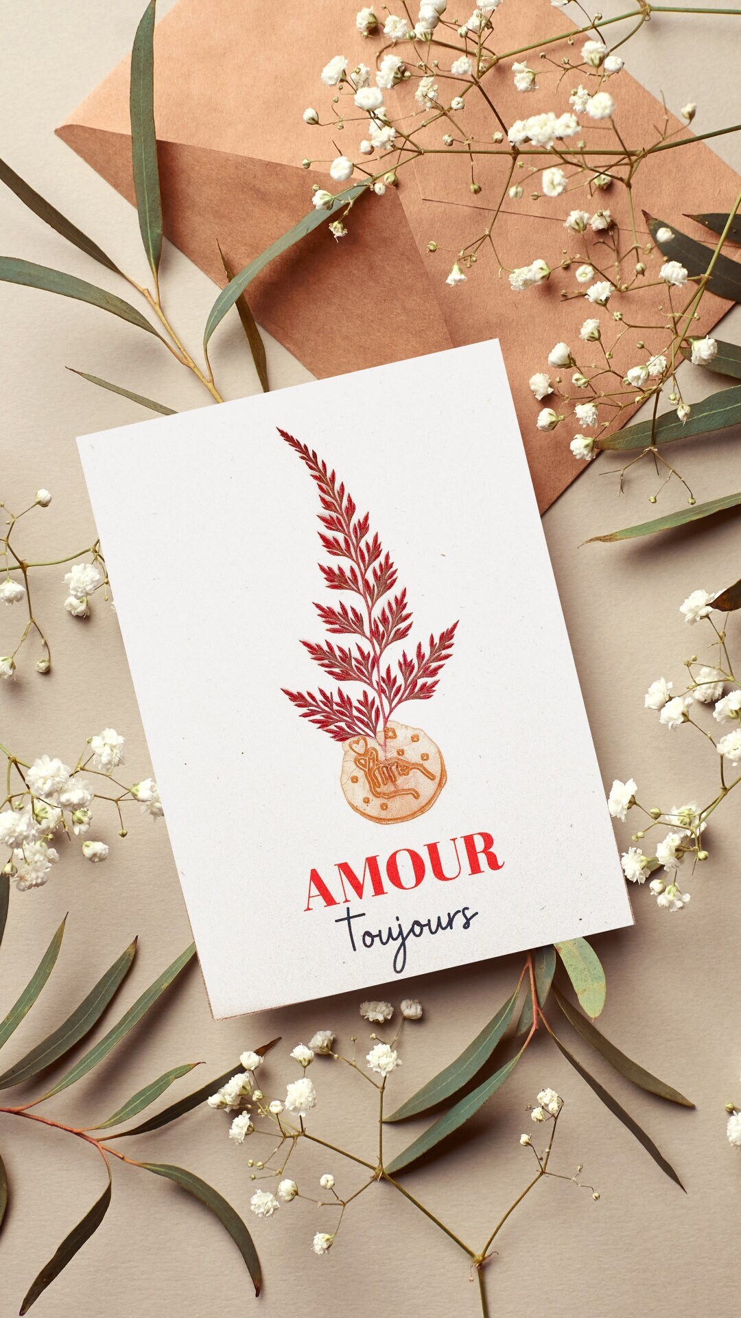 Carte fleurie Amour toujours carte fleurs séchées & sceau de cire ...