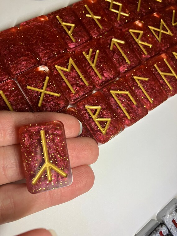 Scarlet Runes With Floating Gold Glitter - Etsy