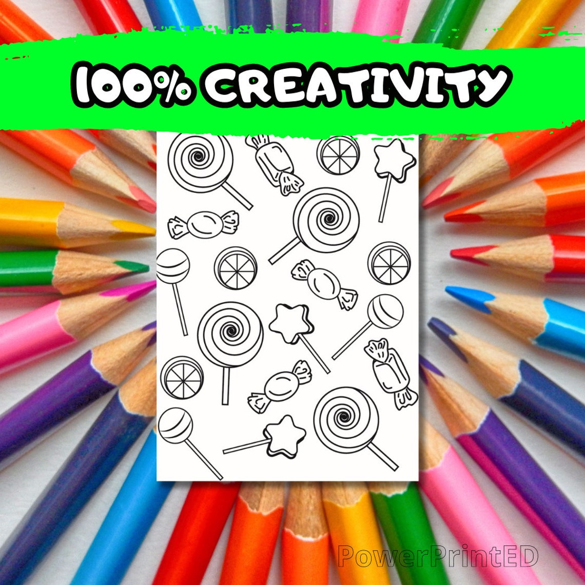 15 CANDY Coloring Pages/ Food Coloring Pages/ Cute Coloring Pages ...