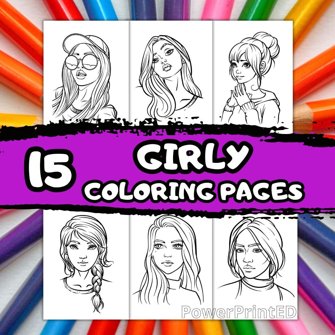 15 GIRLY Coloring Pages /printable Coloring/birthday Coloring/birthday ...