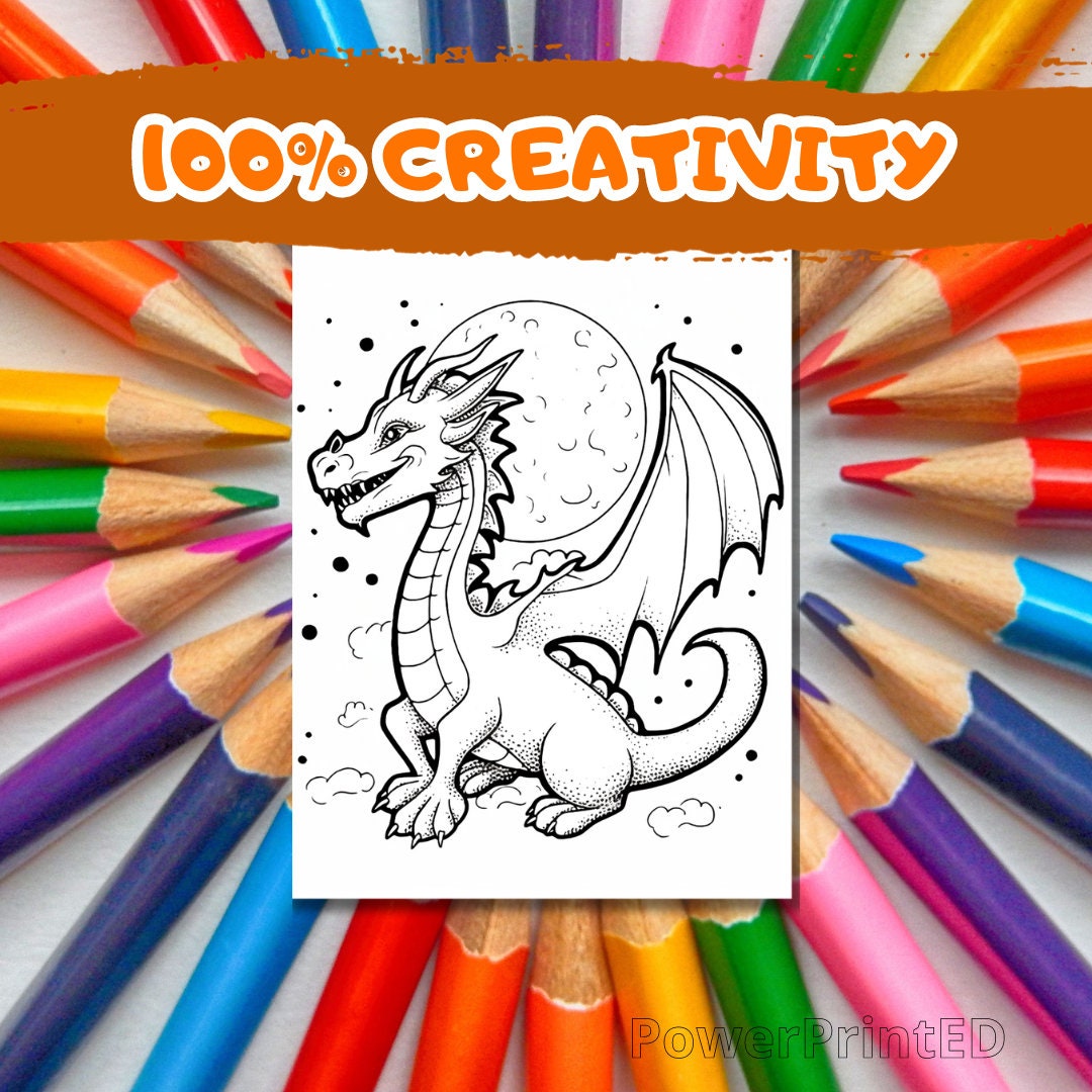 60 DRAGON Coloring Page/ Fantasy Coloring Page Book/ Instant Download ...