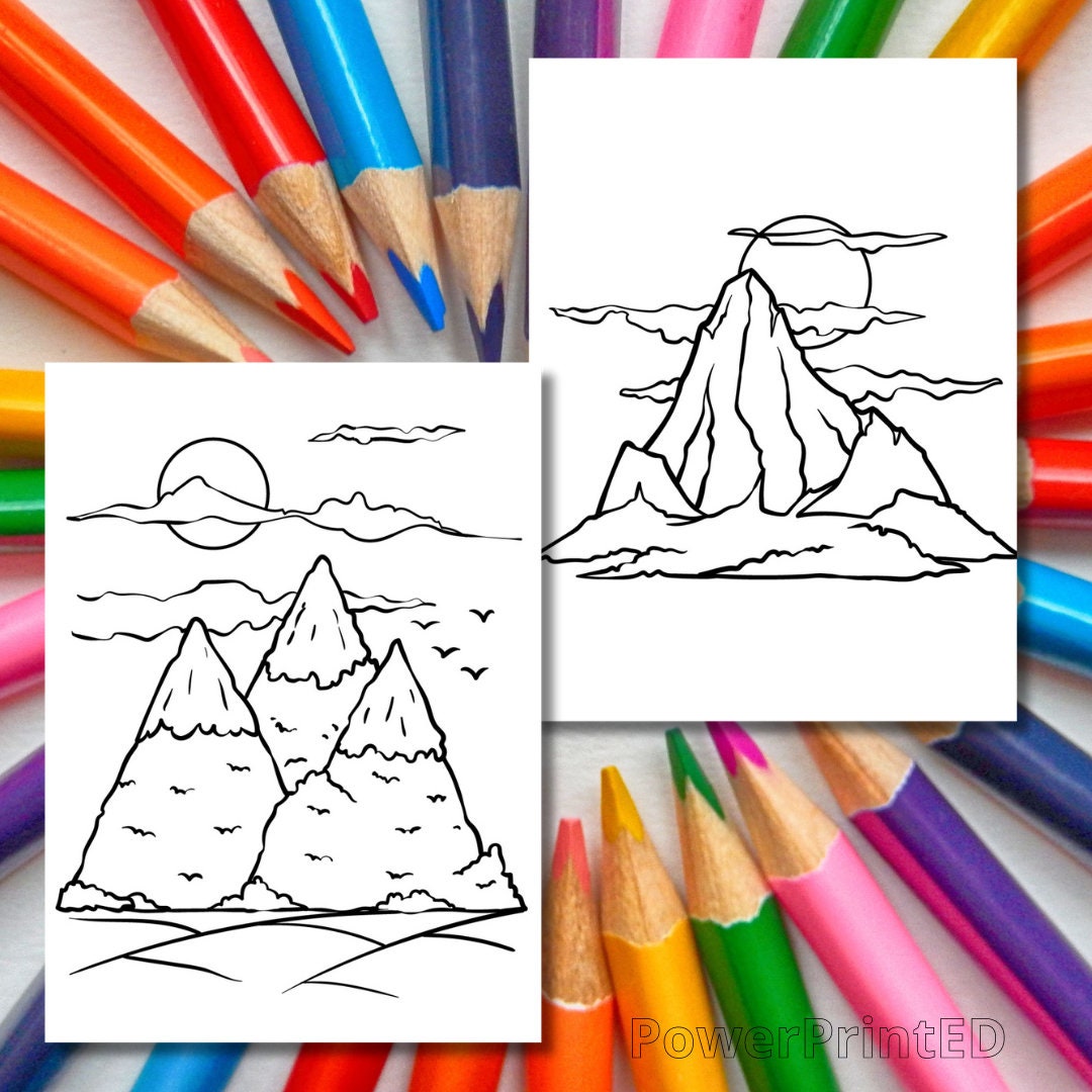 15 MOUNTAINS Coloring Pages/ Holiday Coloring Pages/ Printable - Etsy