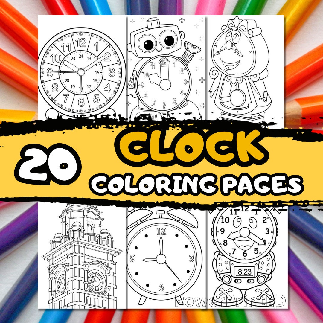 20 CLOCK Coloring Pages/ Kid Coloring Pages/ Printable Coloring Pages ...