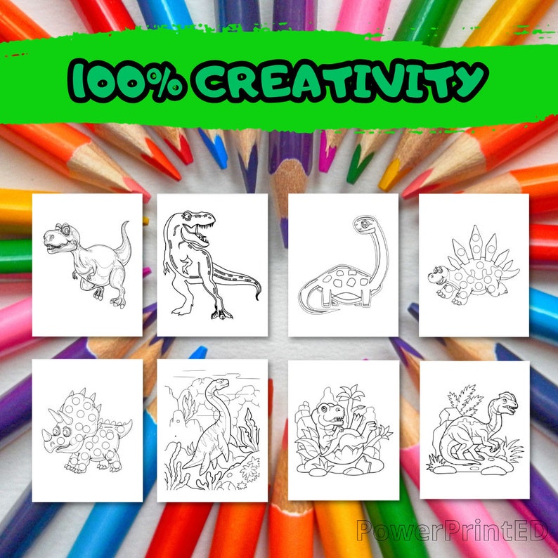 150 DINOSAUR Coloring Pages/ Cute Dinosaur/ Kid Coloring Pages ...