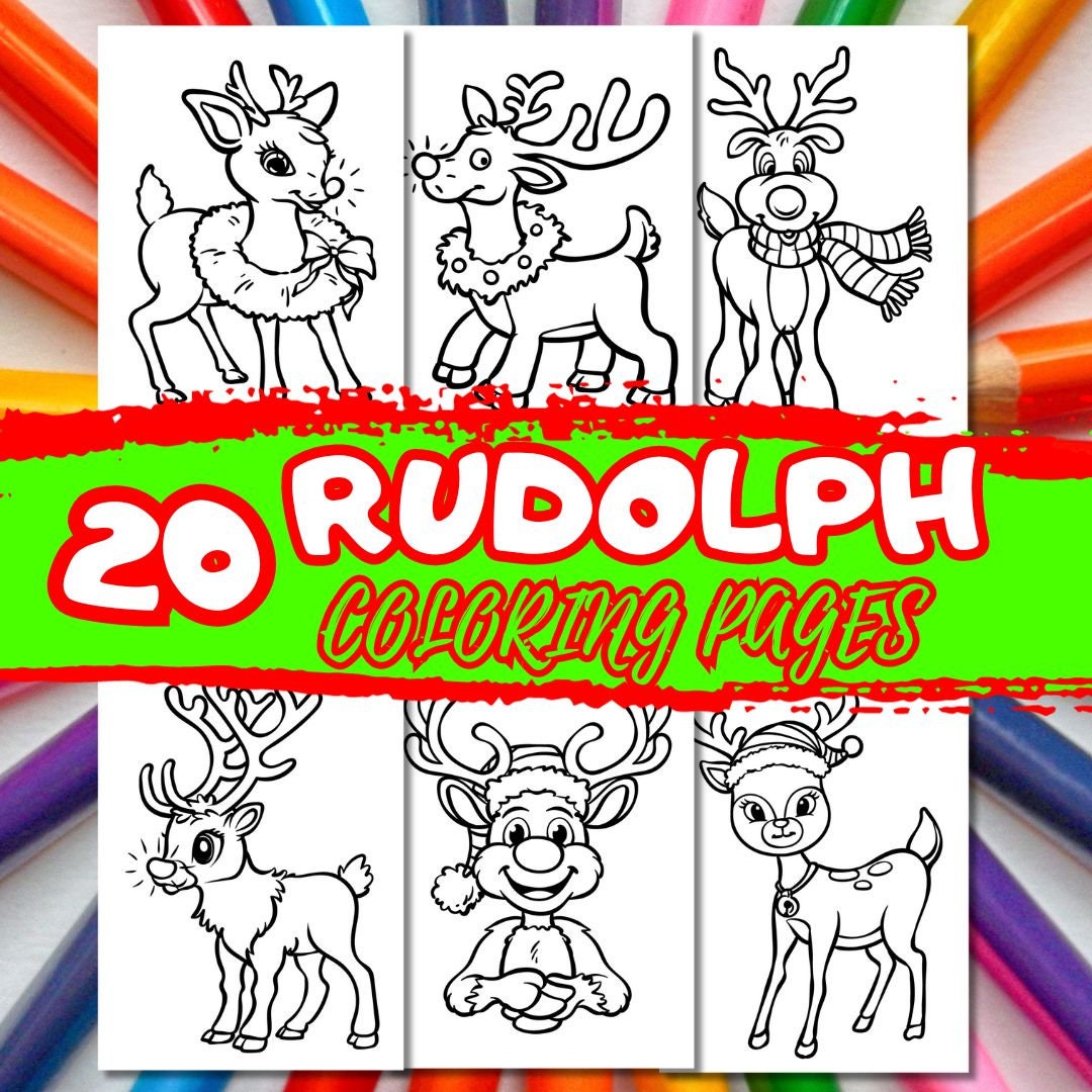 20 RUDOLPH Coloring Pages / Birthday Giftful/christmas Activity ...