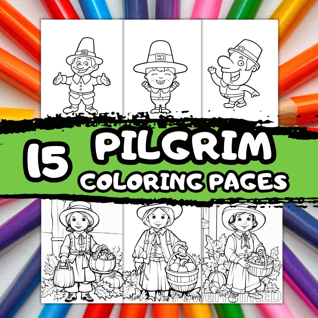 15 PILGRIM Coloring Pages/ Pilgrim Coloring Sheet/coloring Pages for ...