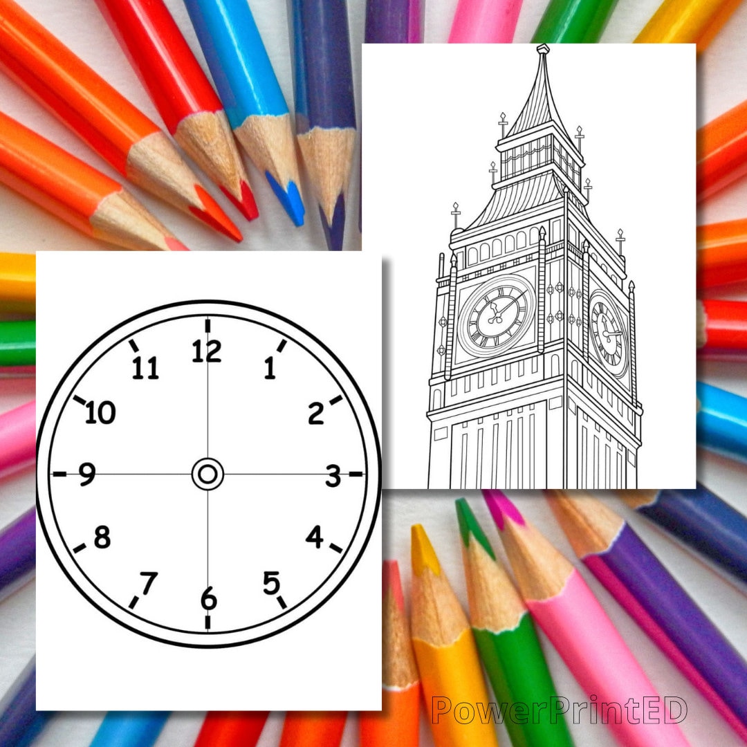 20 CLOCK Coloring Pages/ Kid Coloring Pages/ Printable Coloring Pages ...