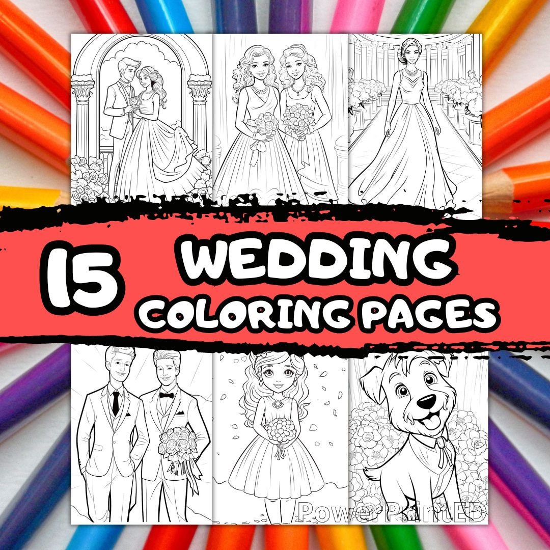 15 WEDDING Coloring Pages/downloadable Coloring Sheets/ Teacher ...