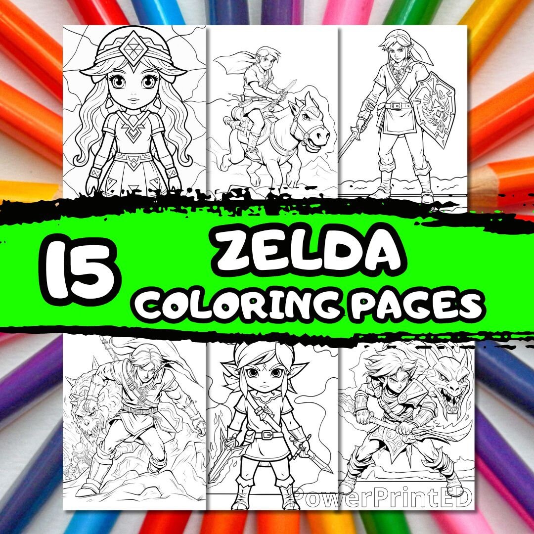 15 ZELDA Coloring Pages/ Game Coloring/ Kid Activities/ Kid Coloring ...