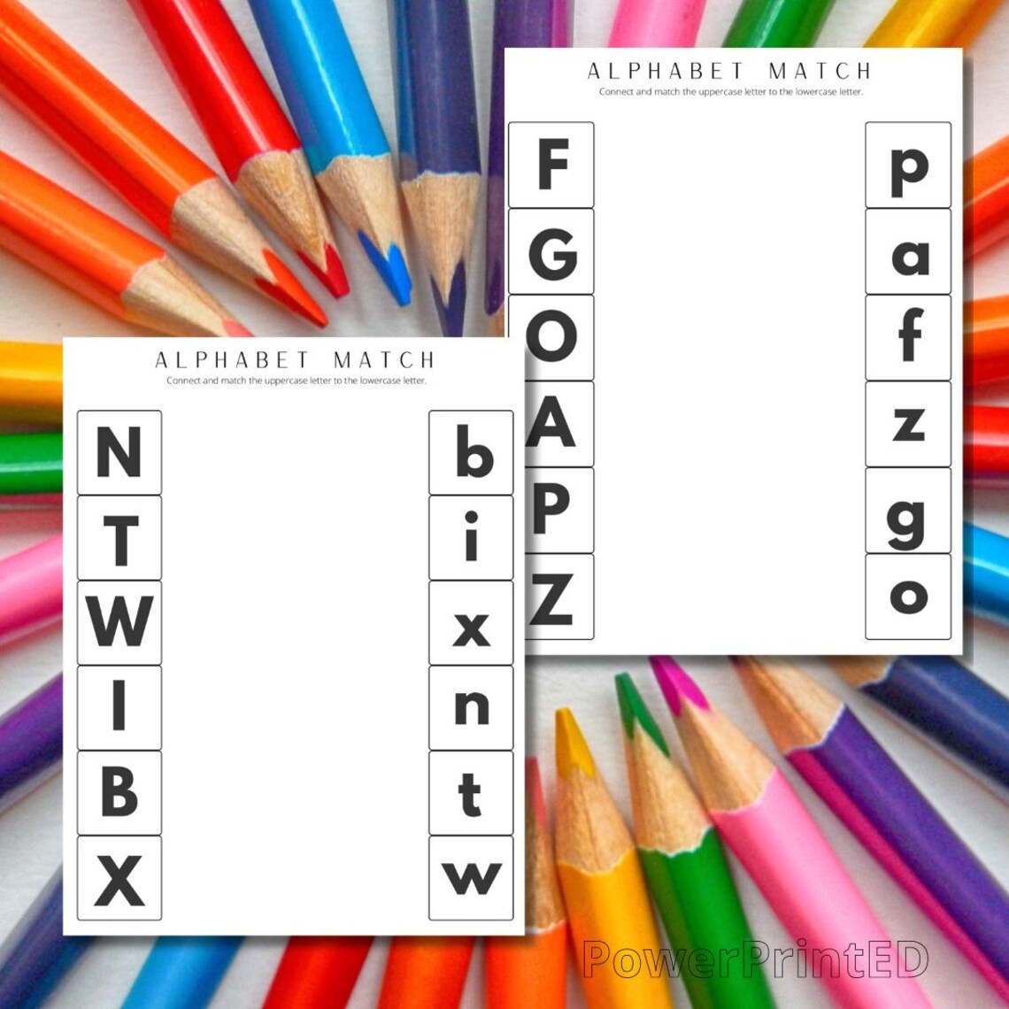 5 ALPHABET MATCH / Printable Matching Worksheets / Worksheet for Kids ...