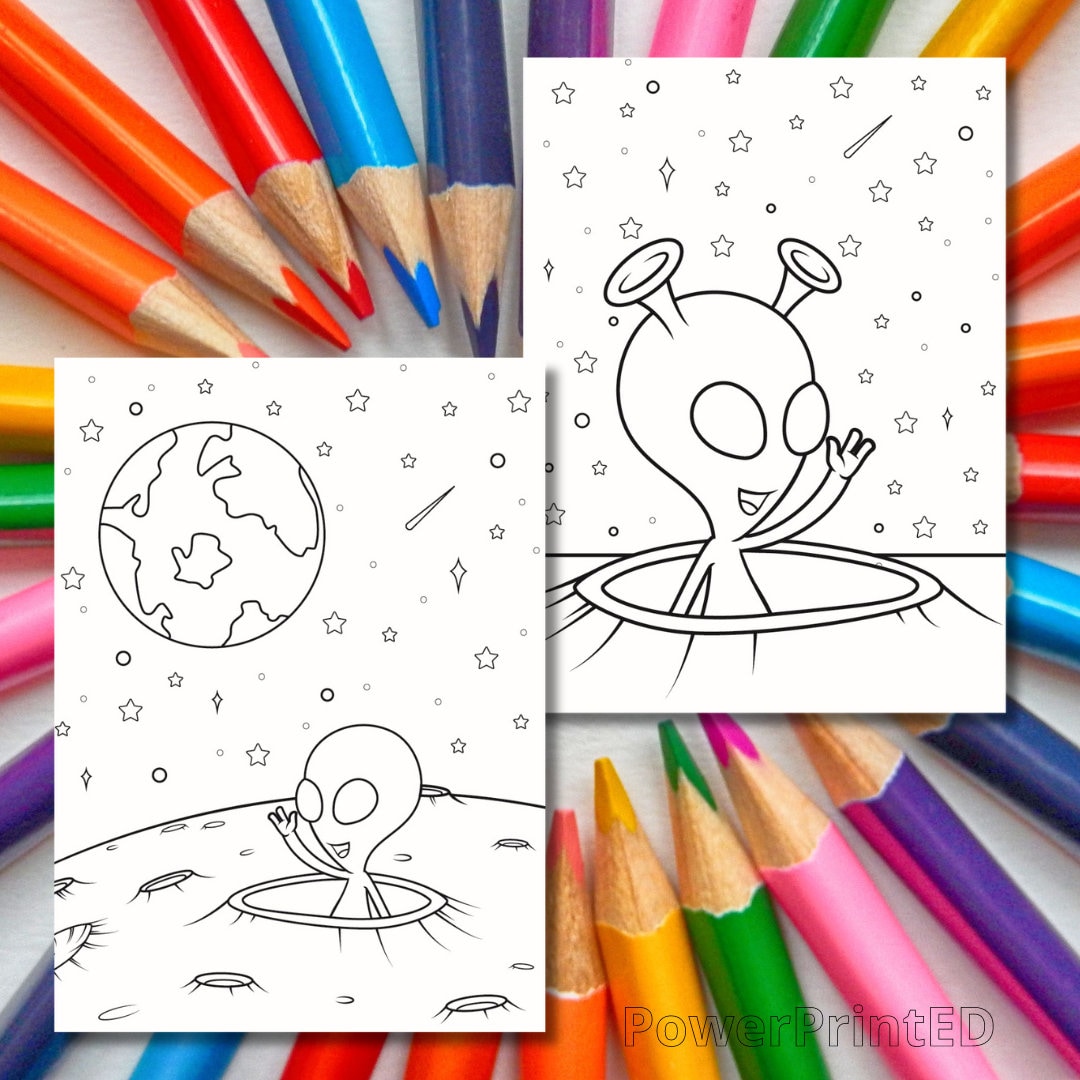 15 ALIEN Coloring Pages/ Space Coloring Pages/ Kid Coloring Pages ...