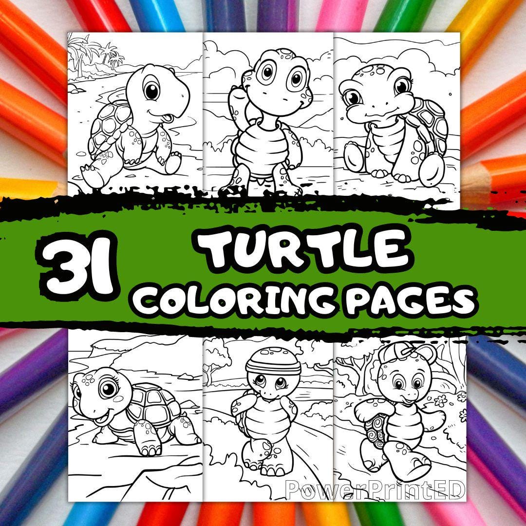 31 TURTLE Coloring Pages/kid Coloring Pages / Sea Creatures Coloring ...