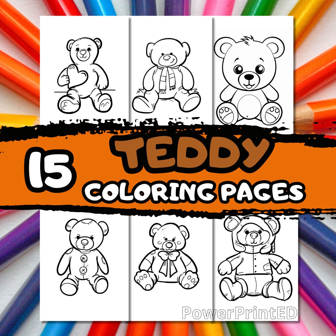 15 TEDDY Coloring Pages/ Kid Coloring Pages/puppet Coloring Pages ...