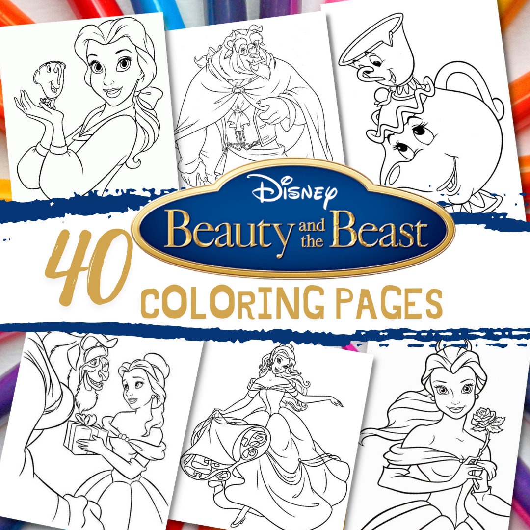 40 BEAUTY and THE BEAST Coloring Pages / Printable Coloring - Etsy