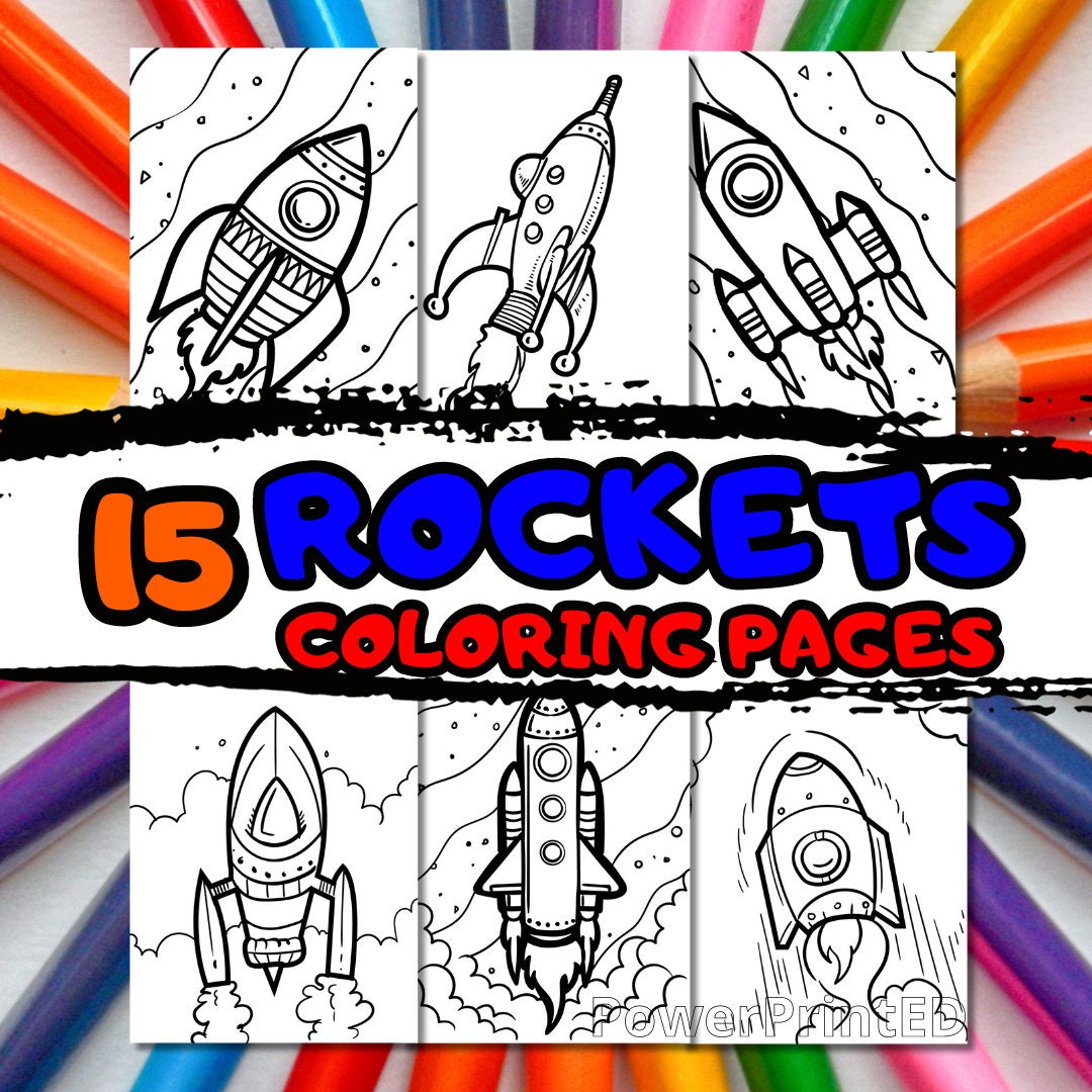 15 ROCKETS Coloring Pages/kid Coloring Pages / Printable Coloring Pages ...