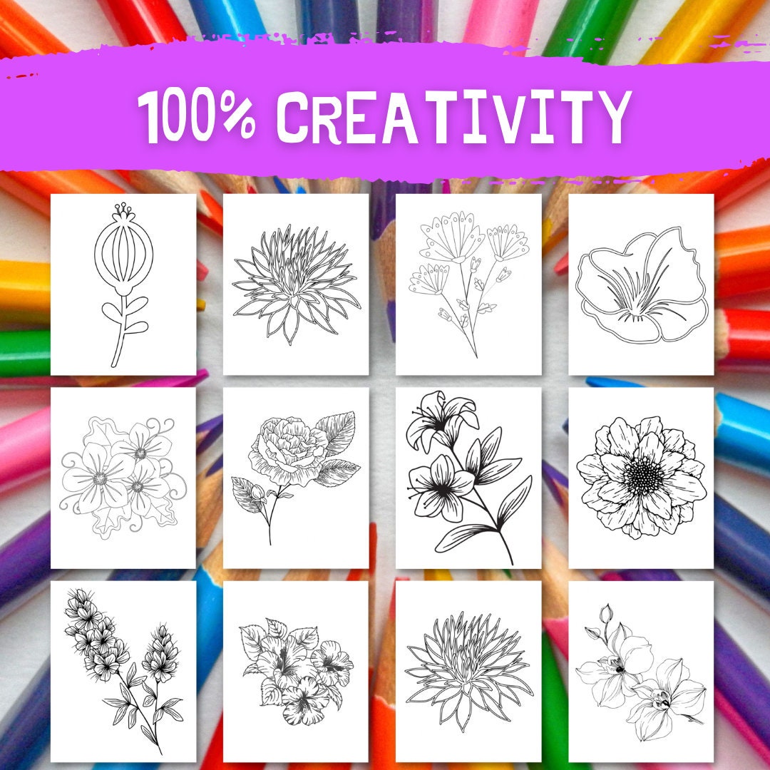 130 Flower Coloring Pages Fun Floral Coloring Pages for Kids and Adults ...