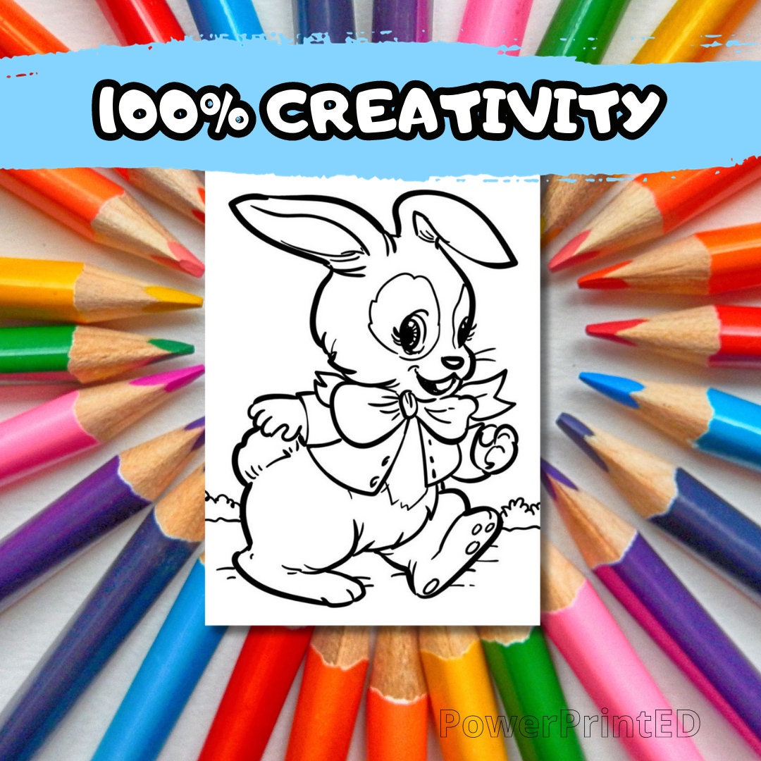 34 RABBIT Coloring Pages/birthday Coloring Pages/cute Animals Coloring ...