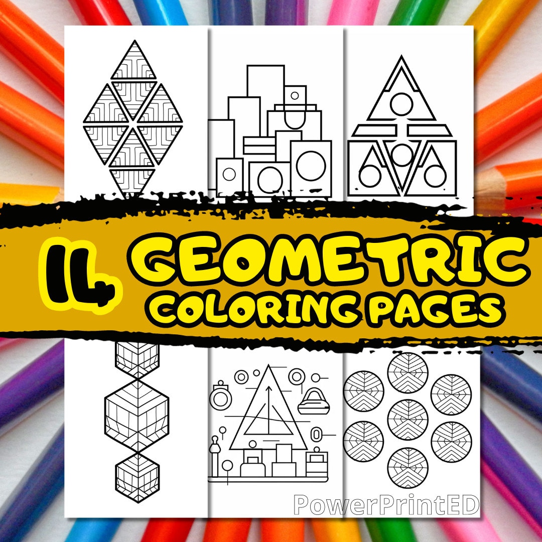 14 GEOMETRIC Coloring Pages/homeschool/downloadable Coloring Sheet ...