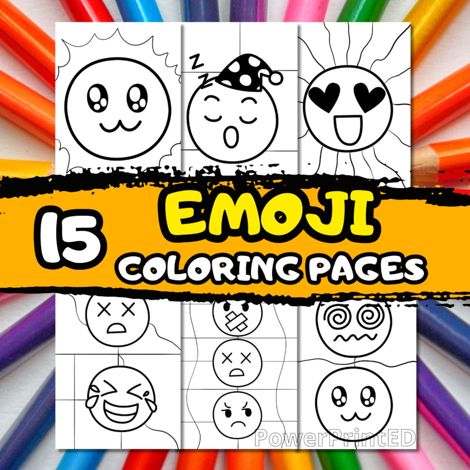 15 EMOJI Coloring Pages/ Kid Coloring Pages/printable Coloring Pages ...