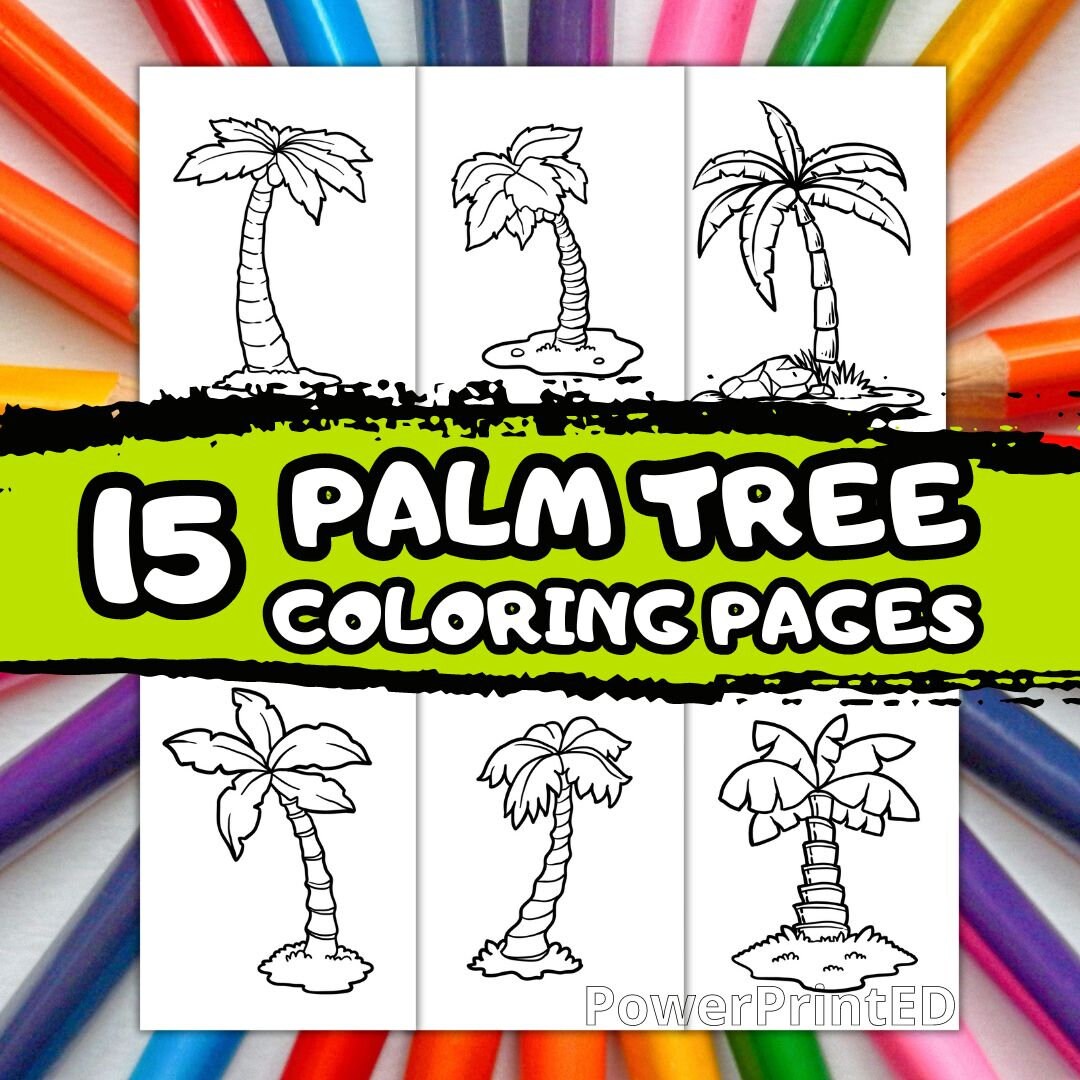 15 PALM TREE Coloring Pages/ Coloring Pages for Kids/summer Coloring ...
