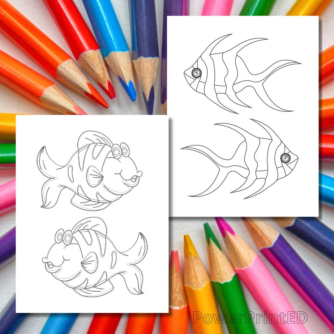 30 FISH Coloring Pages/kid Coloring Pages/sea Creatures - Etsy