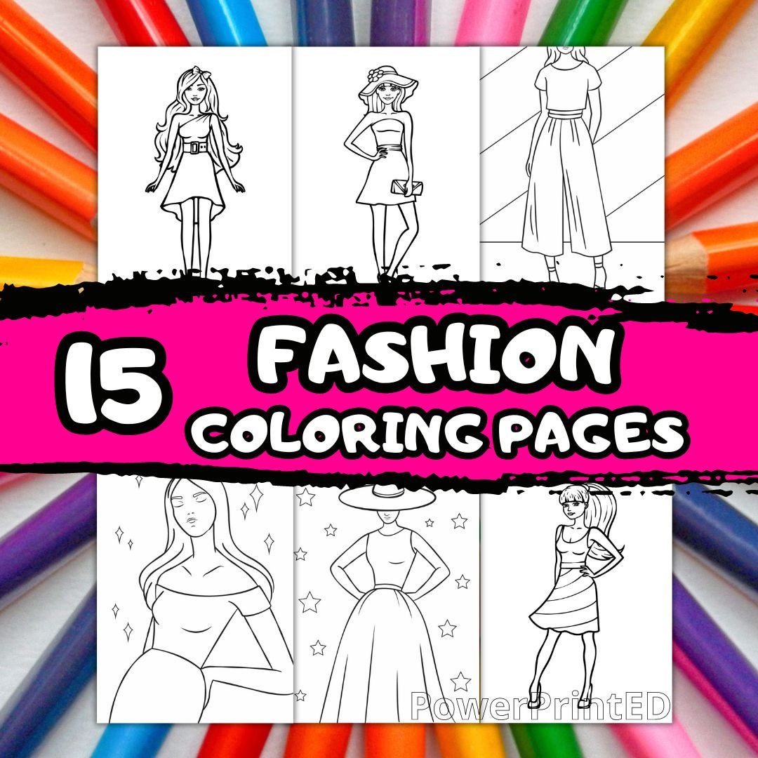 15 FASHION Coloring Pages / Printable Coloring Pages for Kid/ Moda ...