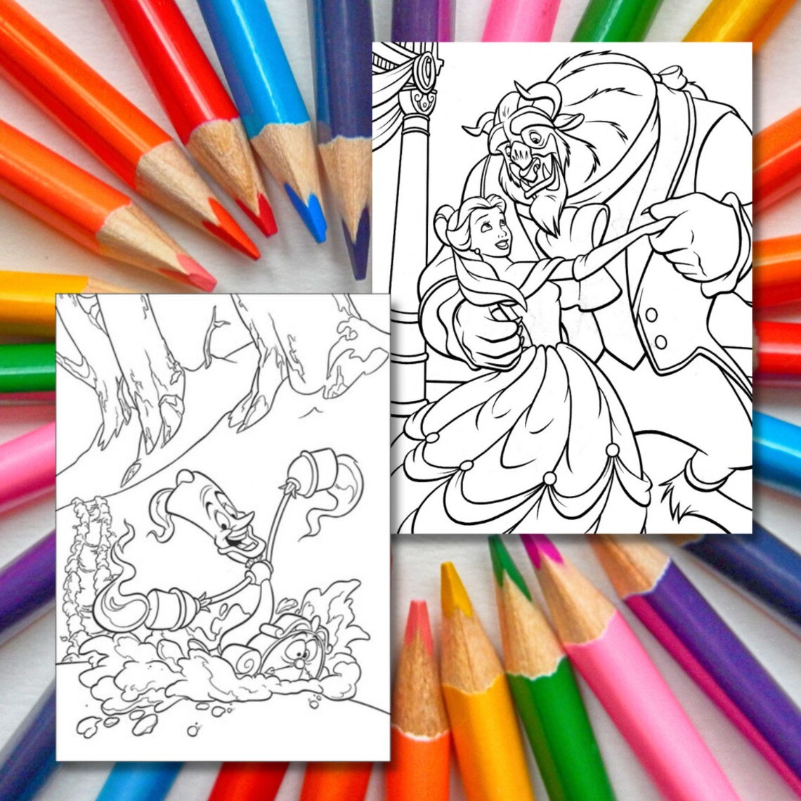 40 BEAUTY and THE BEAST Coloring Pages / Printable Coloring - Etsy