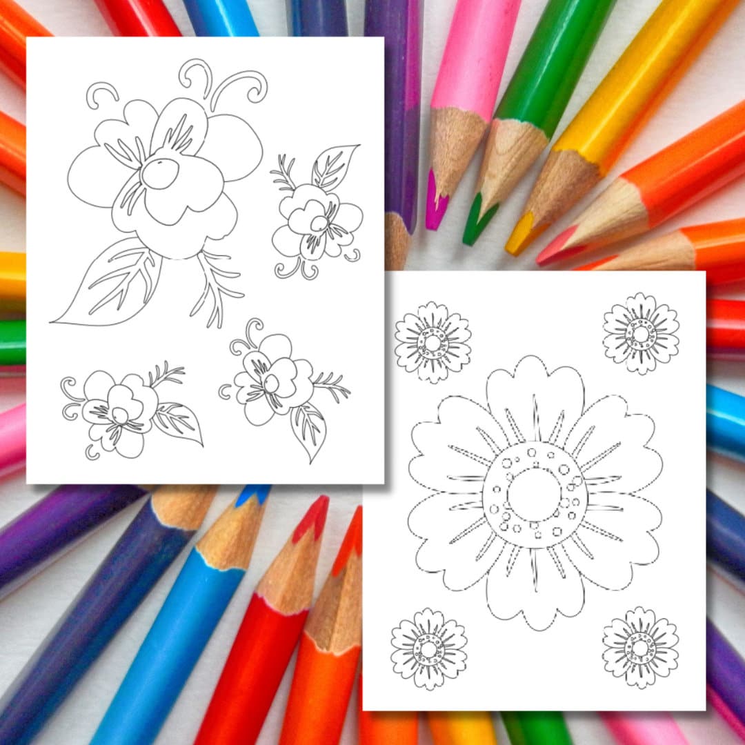 130 Flower Coloring Pages Fun Floral Coloring Pages for Kids and Adults ...