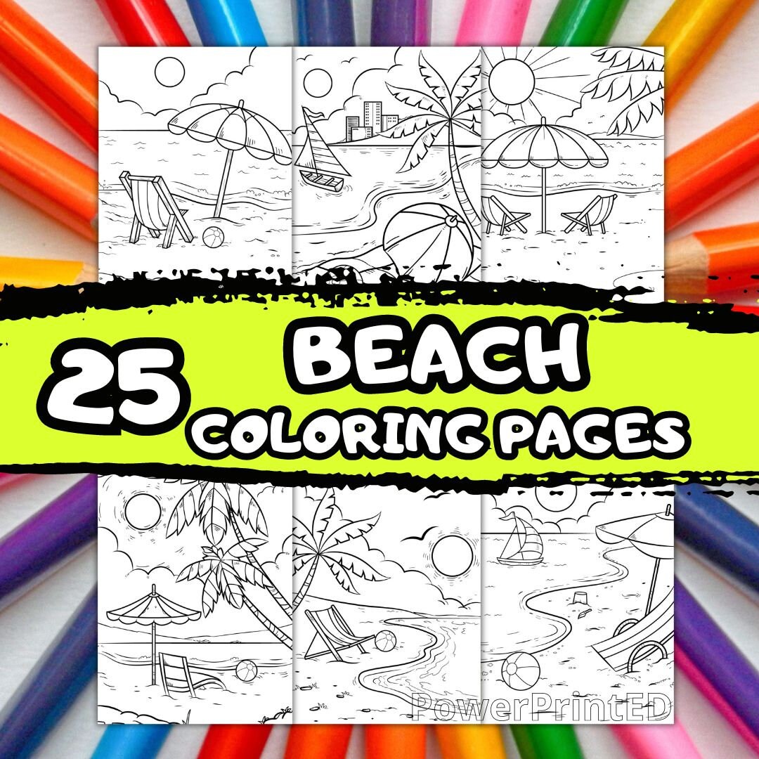 25 BEACH Coloring Pages / Summer Coloring Pages / Kid Coloring Pages ...