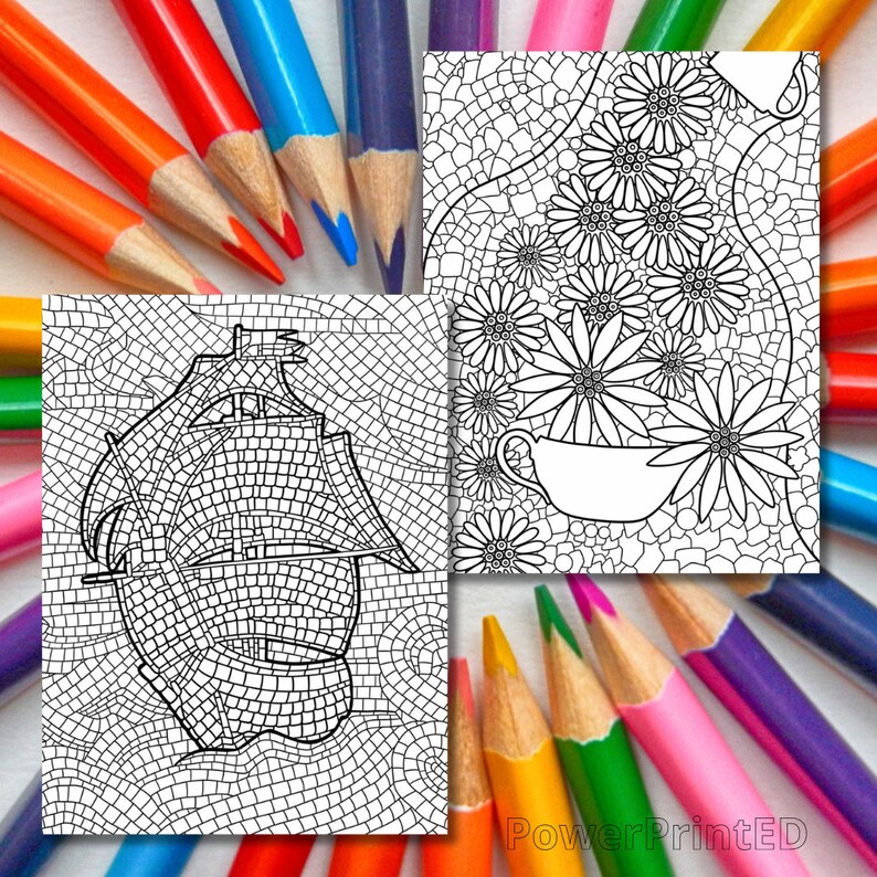 22 MOSAIC Coloring Pages/printable Coloring Pages/ Kid Coloring Pages ...