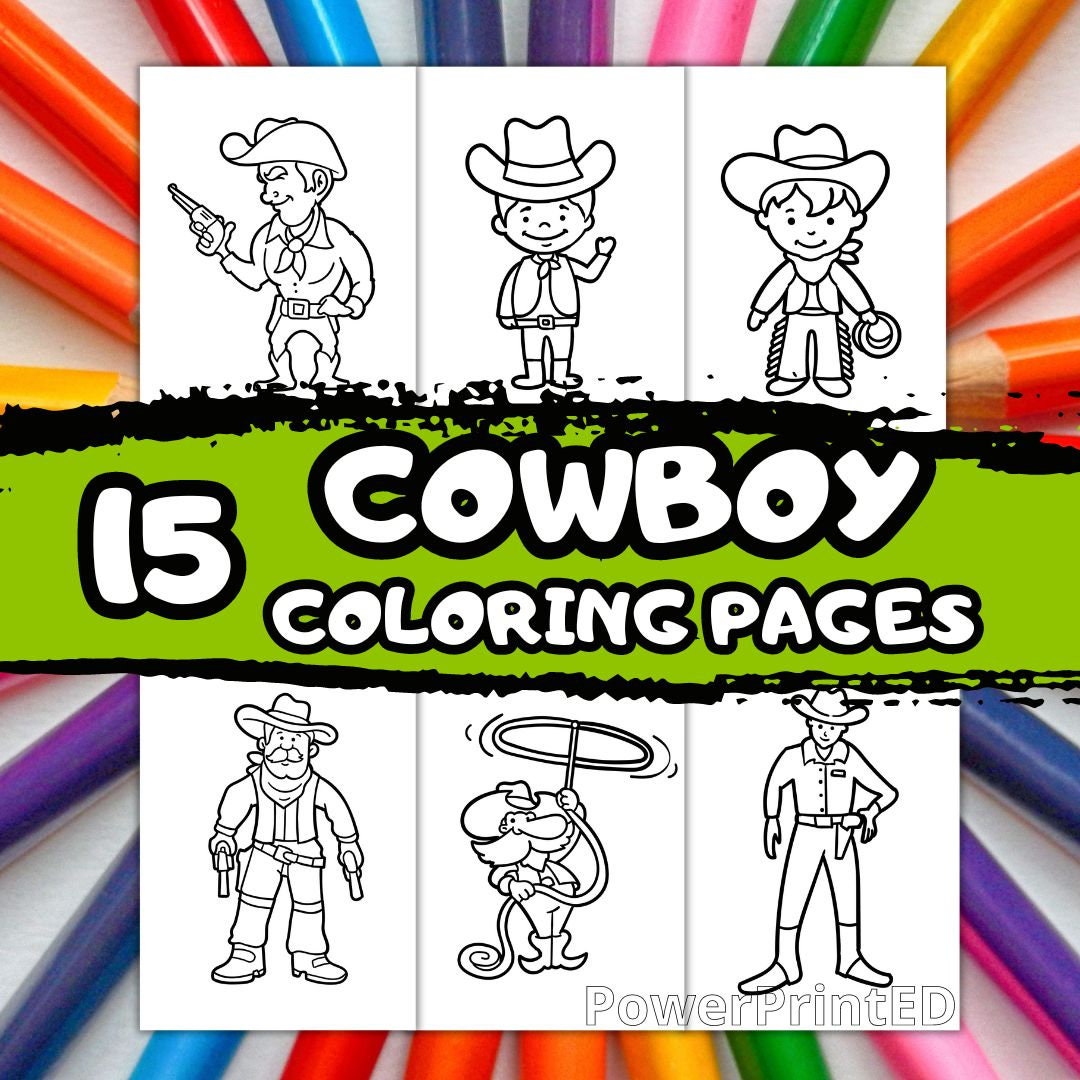 15 COWBOY Coloring Pages / Printable Coloring Pages for Kid/ Activities ...