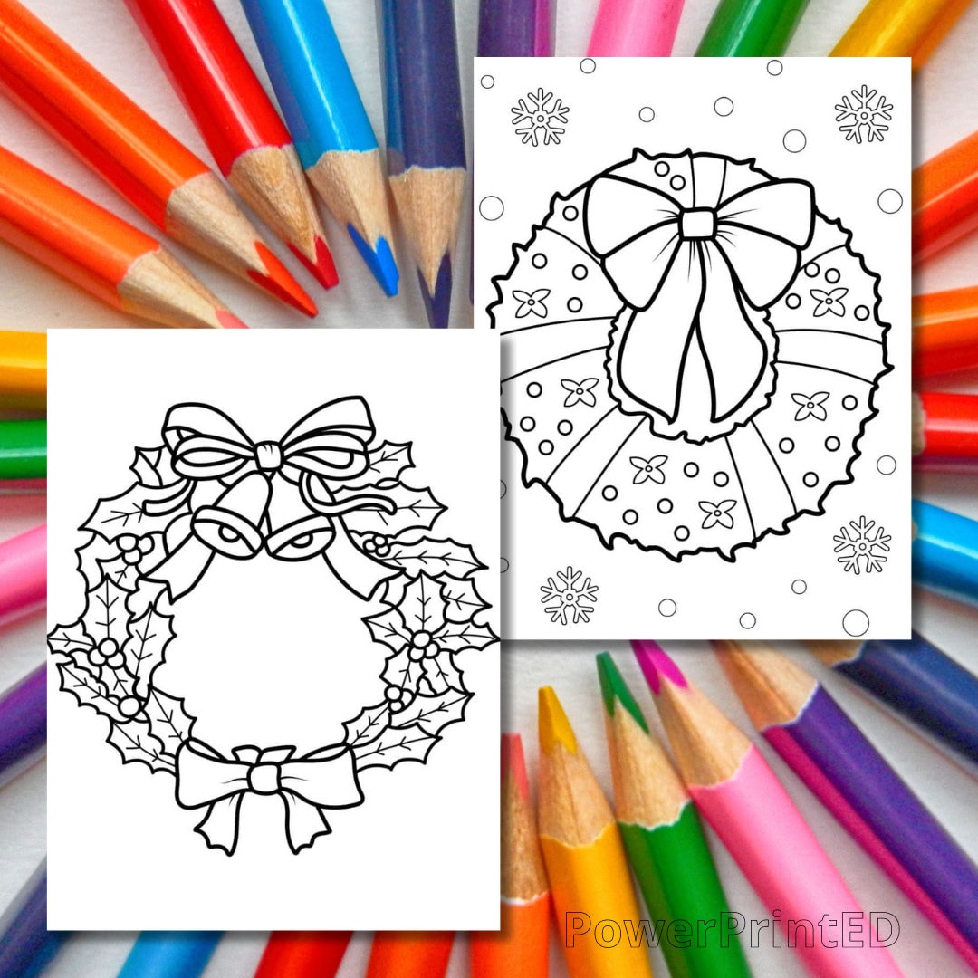 16 WREATH Coloring Pages/ Christmas Coloring Pages/ Holiday - Etsy