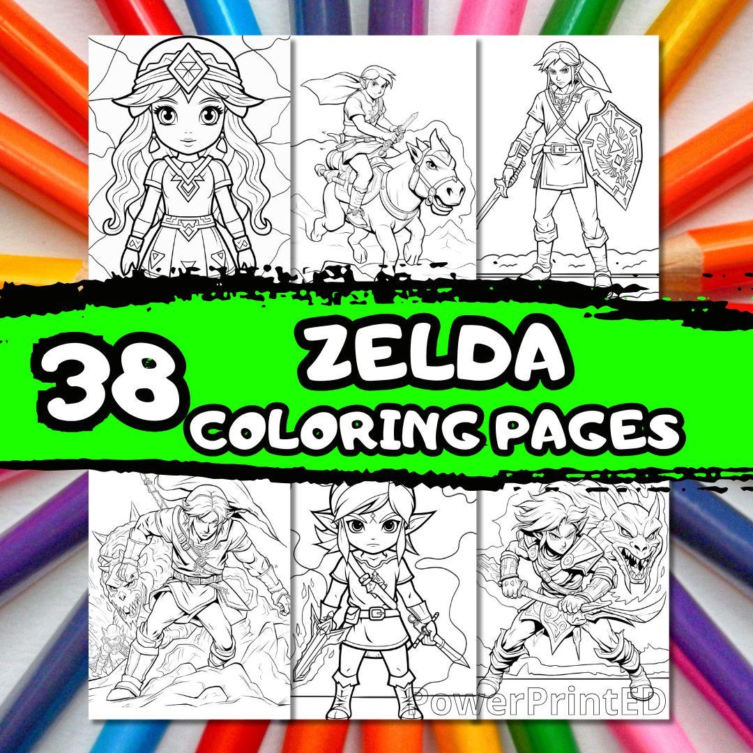 38 ZELDA Coloring Pages/ Game Coloring/ Kid Activities/ Kid Coloring ...