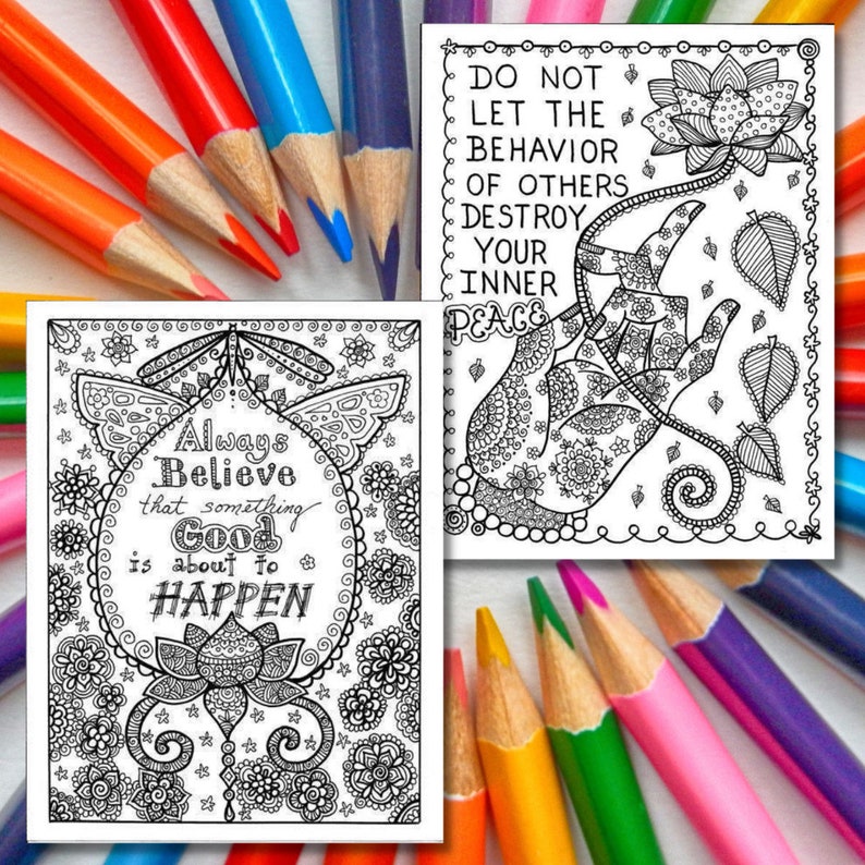 20 Coloring Quotes/ Phrases Coloring Pages /adult Coloring - Etsy Australia
