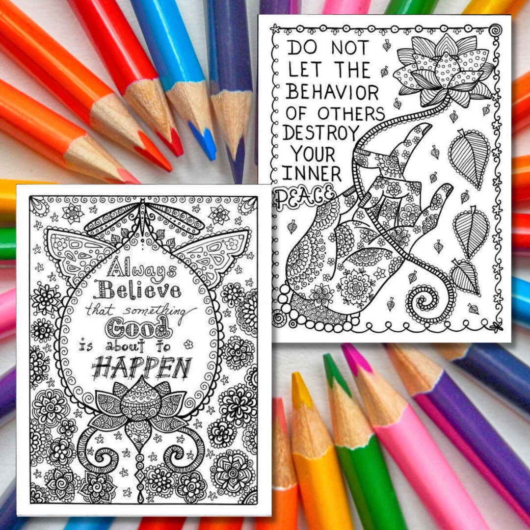 20 Coloring Quotes/ Phrases Coloring Pages /adult Coloring - Etsy Australia