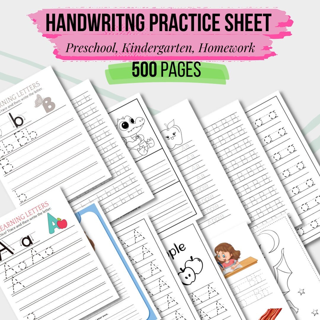 500 Handwriting Worksheet,writing Practice Sheets ,handwriting Practice ...