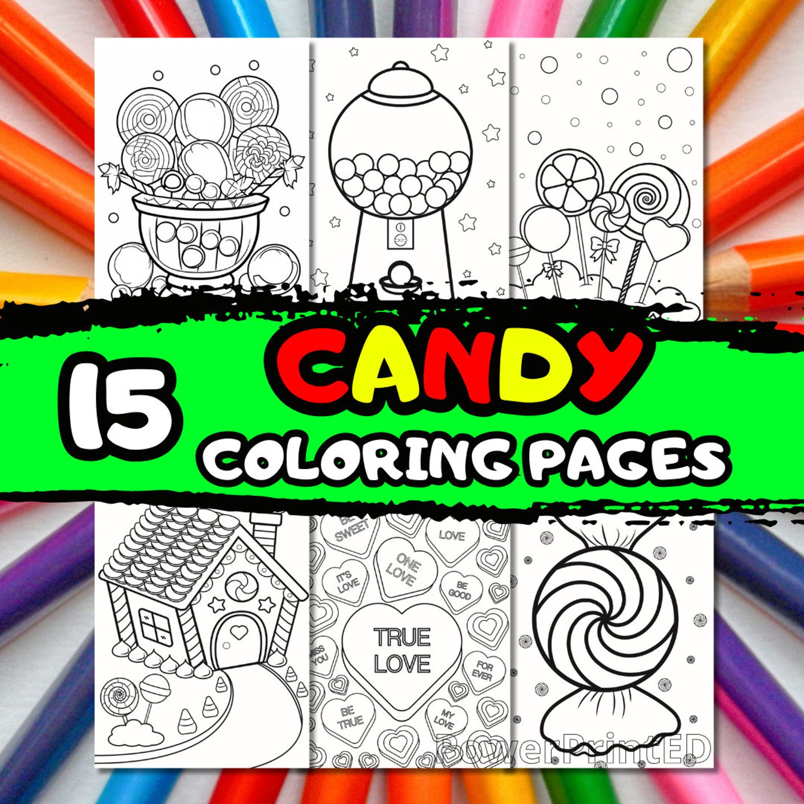 15 CANDY Coloring Pages/ Food Coloring Pages/ Cute Coloring Pages ...