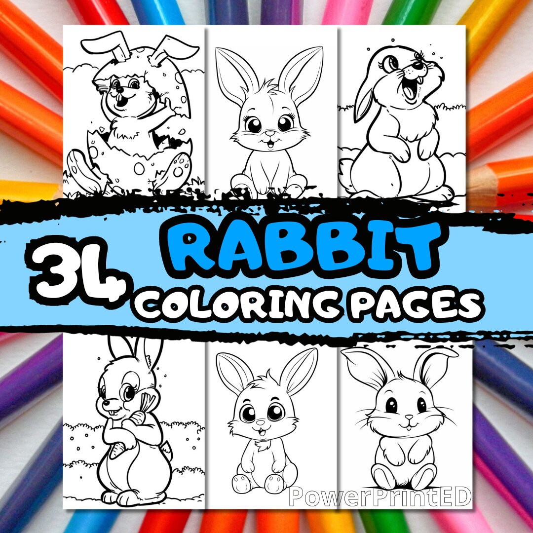 34 RABBIT Coloring Pages/birthday Coloring Pages/cute Animals Coloring ...