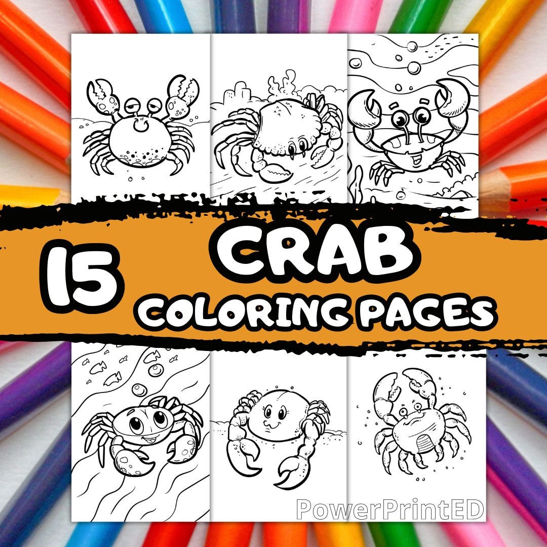 15 CRAB Coloring Pages/ Coloring Pages for Kids / Summer Coloring Page ...